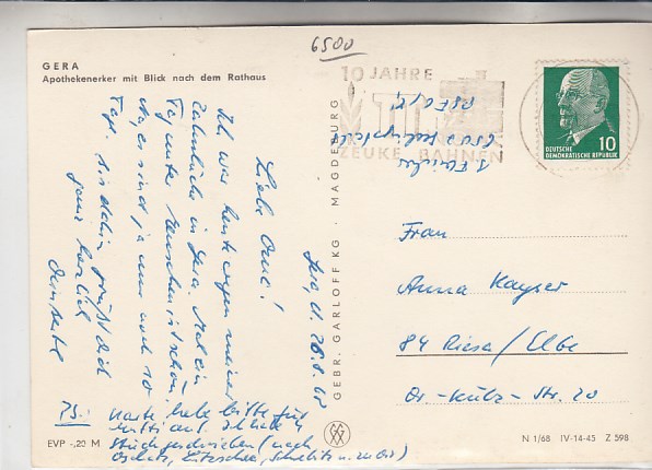 Alte Ansichtskarten Postkarten von Antik-Falkensee Gera Thüringen alte ...